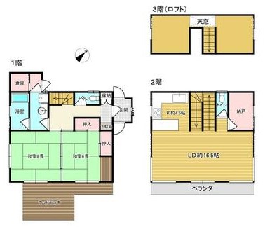 熱海市下多賀 海を望む高台の中古戸建2LDK＋S＋ロフト JR伊東線「伊豆多賀」駅より車で約5分 ログハウス風の室内 ロフトスペース ウッドデッキ 海を望む緑豊かなロケーション！ 駐車場1台分 ...